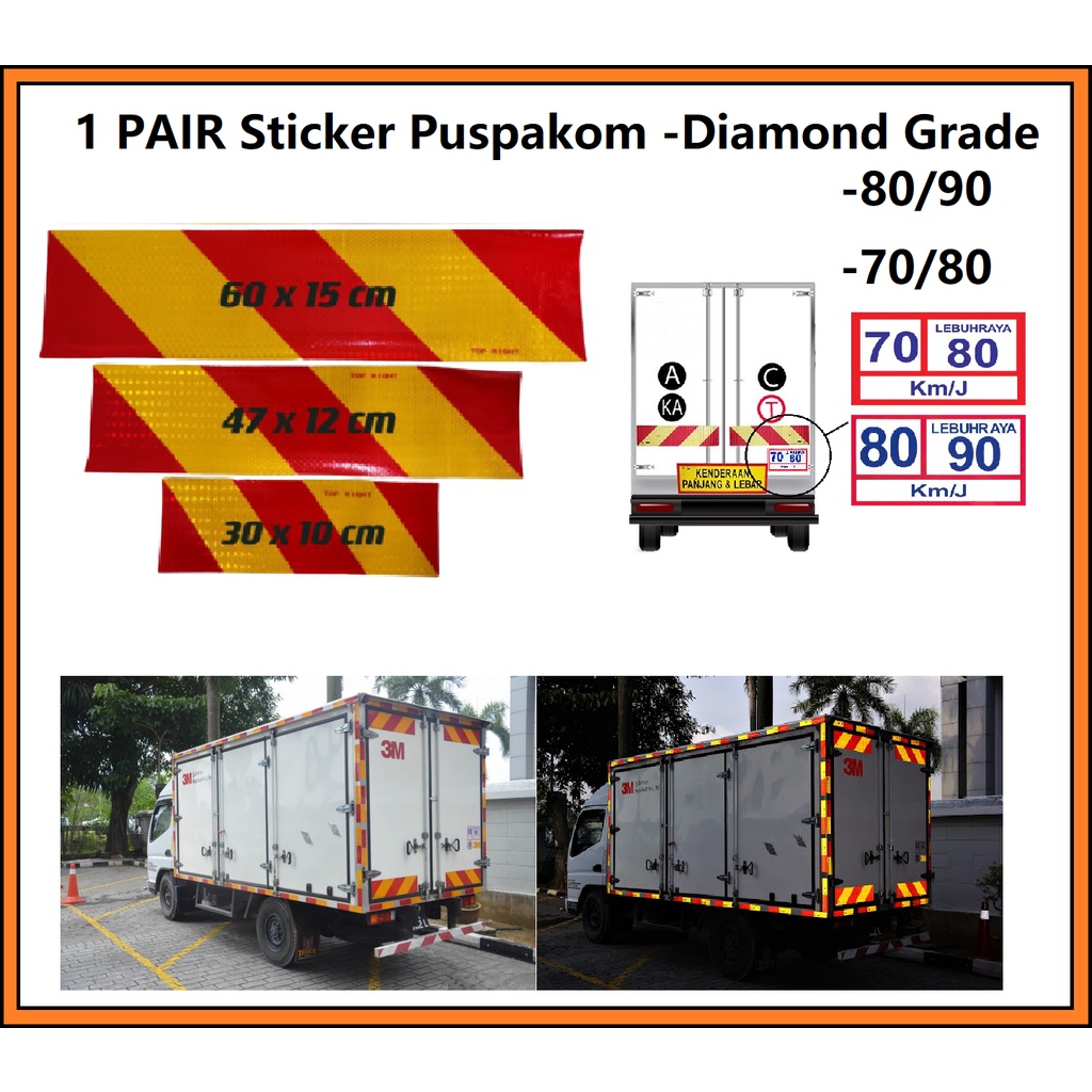 1 PAIR Sticker puspakom reflective reflector sticker#diamond grade ...