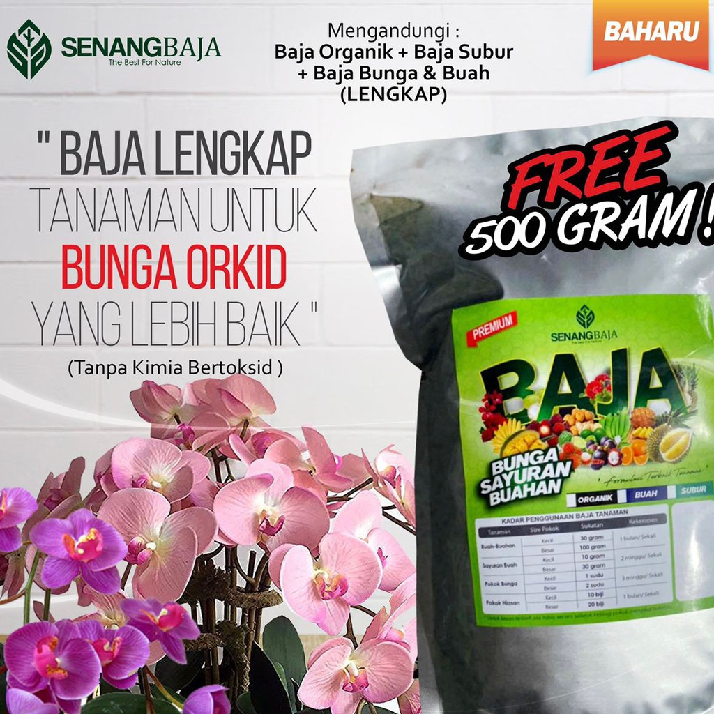 baja sb 3in1 untuk pokok bunga orkid dan lain-lain pack jimat 1000gram ...