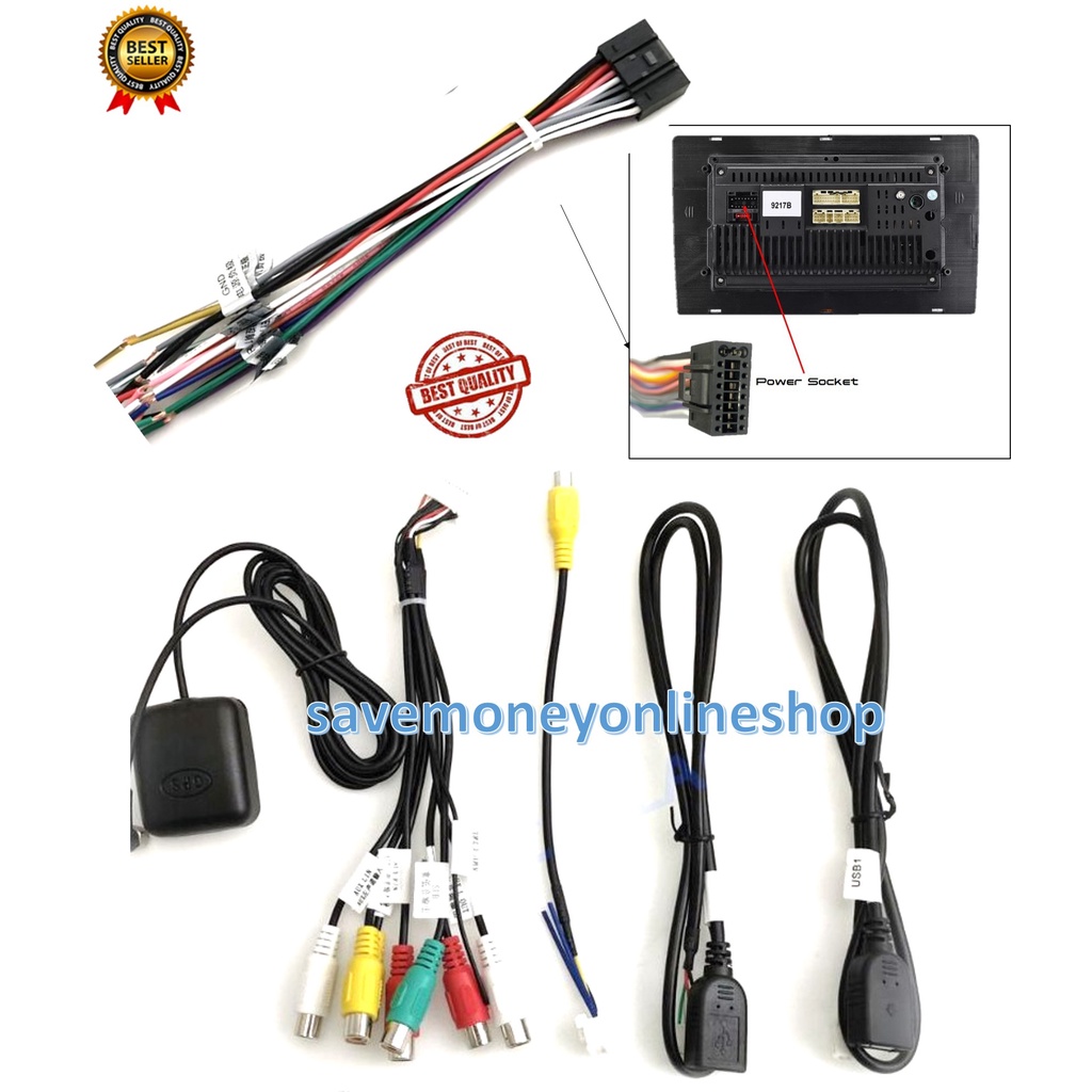 ANDROID PLAYER CONNECTION SOCKET - POWER CABLE / RCA CABLE / USB SLOT / GPS / ANTENNA (ANDROID ...