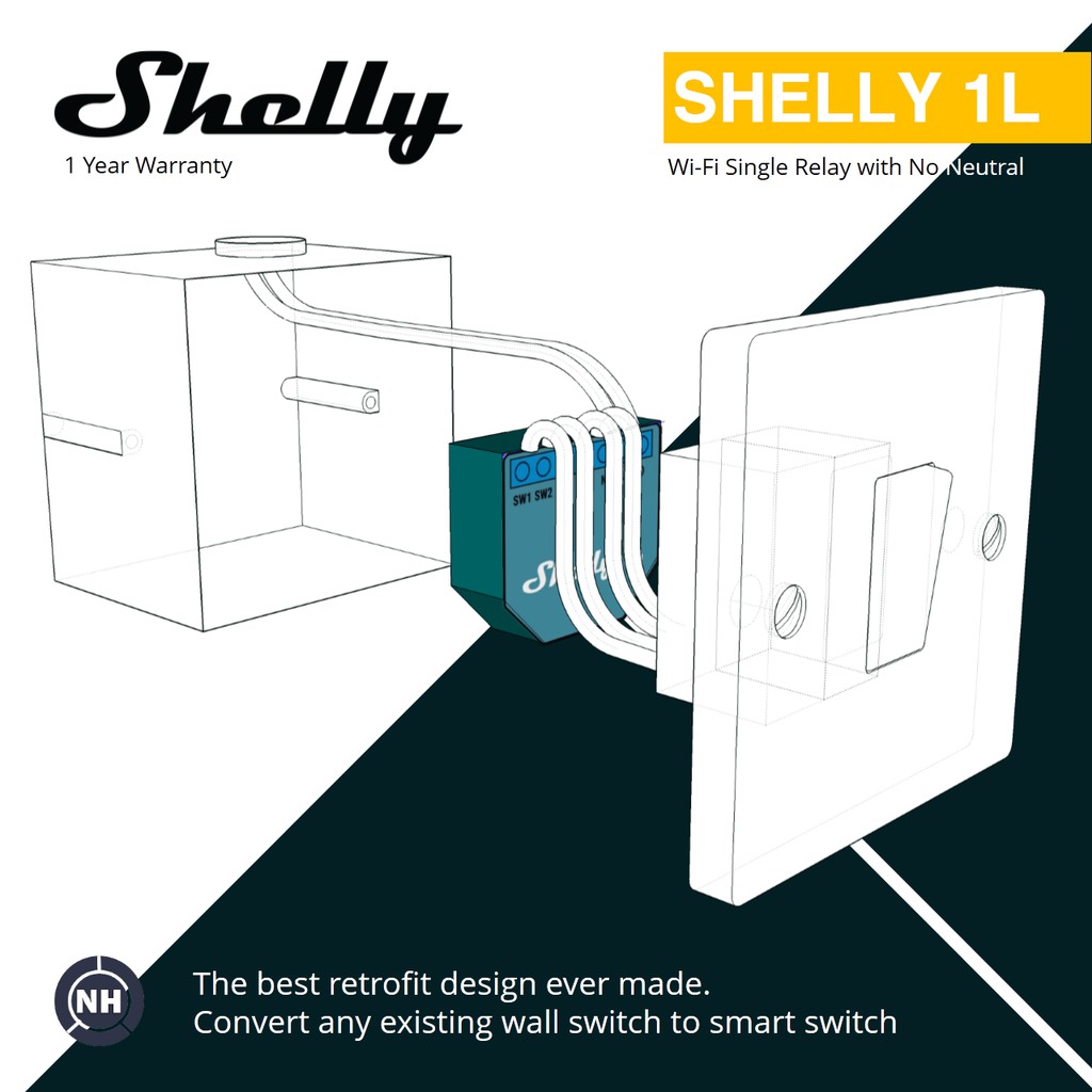 Shelly 1L (Wifi smart switch device for Single Gang Switch with No ...