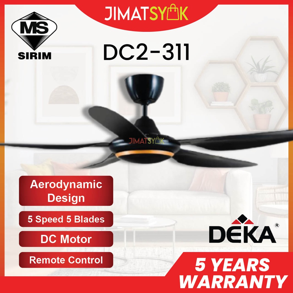 [SIRIM WARRANTY] DEKA Fan DEKA DC2 DC2-311 56inch 5 Blades 5 Speed ...