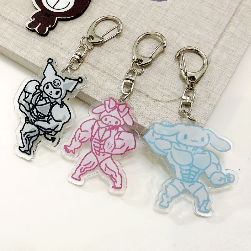 Anime Sanrio Kawaii Fitness Cinnamoroll Kuromi Mymelody Keychain Macho ...