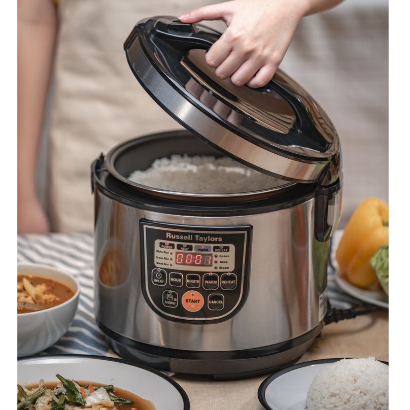 Smart Rice Cooker Russell Taylors Modern LED Fuzzy Logic Steam Rack ...