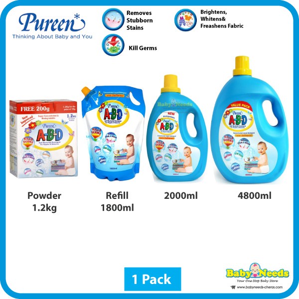 Pureen A-B-D Liquid Detergent/Powder (1.2kg/1800ml Refill/2000ml/4800ml ...