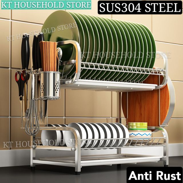 SUS304 STAINLESS STEEL DISHS RACK / DISH DRAINER /RAK PINGGAN MANGKUK ...