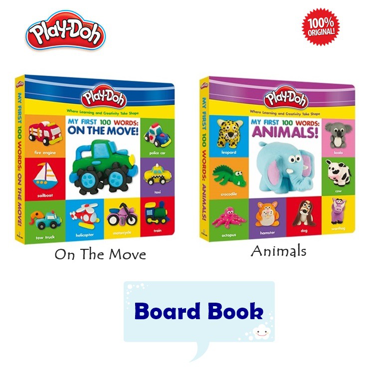 Play-Doh Deluxe Board Book My First 100 Words: Animals Or On The Move ...