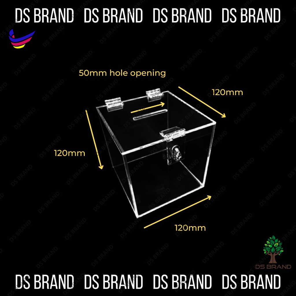 Acrylic Donation Box / Money Box / Tabung Derma / Tabung Duit (120mm ...