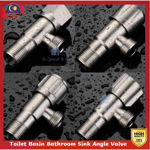 SUS304 STAINLESS STEEL ANGLE VALVE KITCHEN BATHRROOM QUARTER TURN ANGLE ...