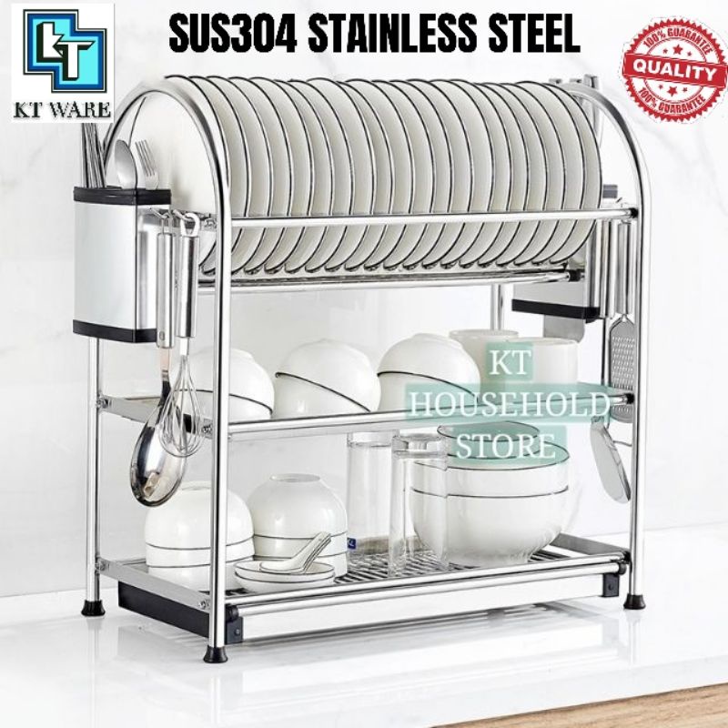 KT WARE 2 or 3 tier SUS 304 DISHS RACK MULTI RACK RAK PINGGAN STAINLESS ...