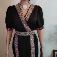 Baju kebaya moden dihiasi corak motif Rungus (corak pinakol). | Shopee ...