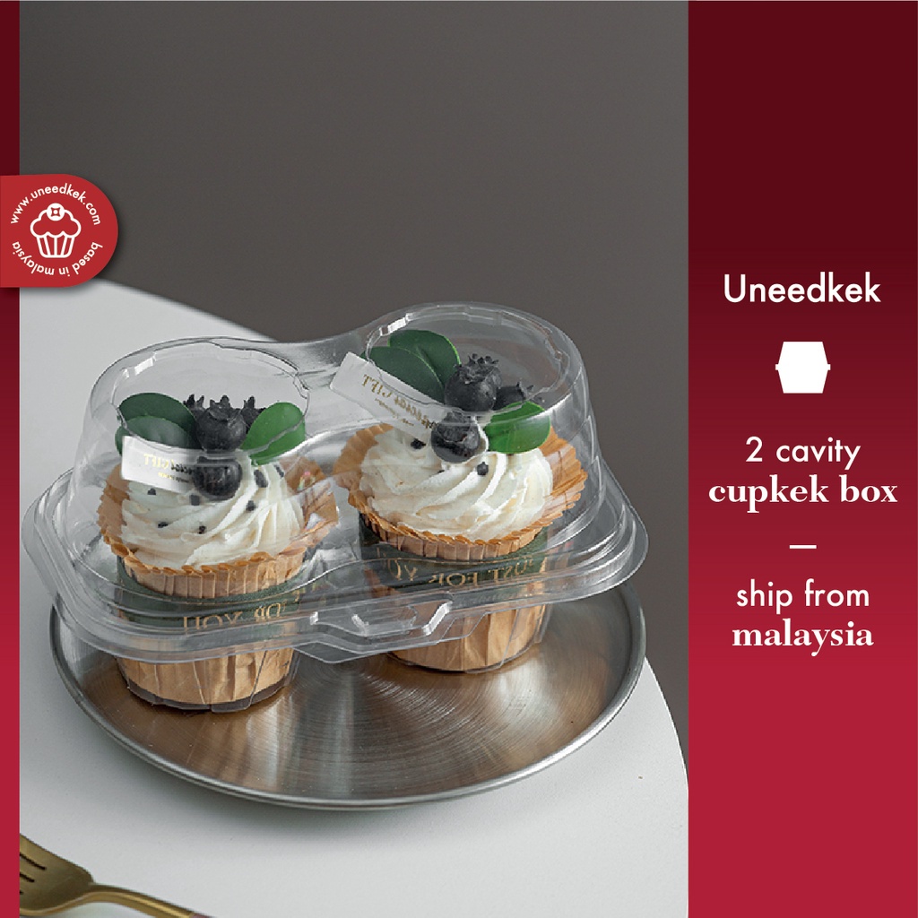 2 Hole Cupcake Box | 2 Cavity Kotak Kek | Cupcakes Holder | Uneedkek ...