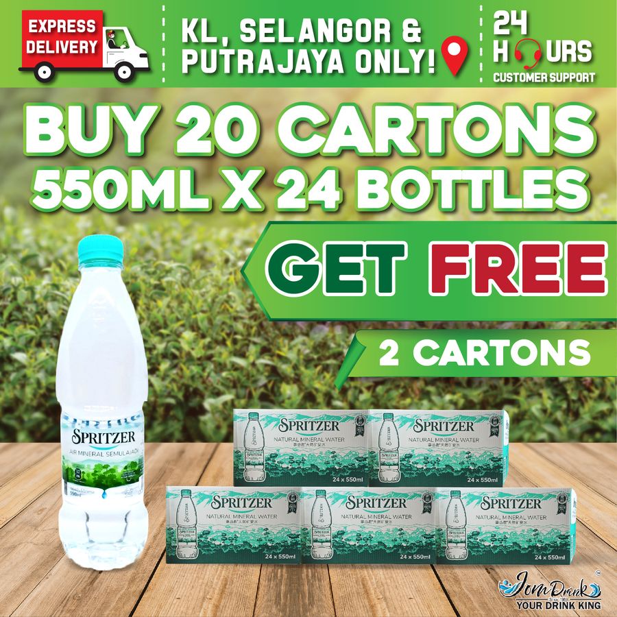 BUNDLE OF 20 CARTONS: SPRITZER MINERAL WATER 550ML x 24 BOTTLES | Shopee Malaysia