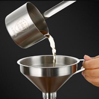 304 Stainless Steel Funnel Wide Mouth Cooking Oil Liquid Funnel Metal Funnel with Detachable ...
