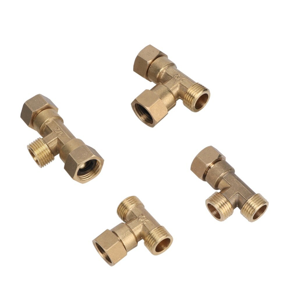 1 Pc 1/2" Male/Female Thread T Connector Brass Plumbing Pipe Joint ...