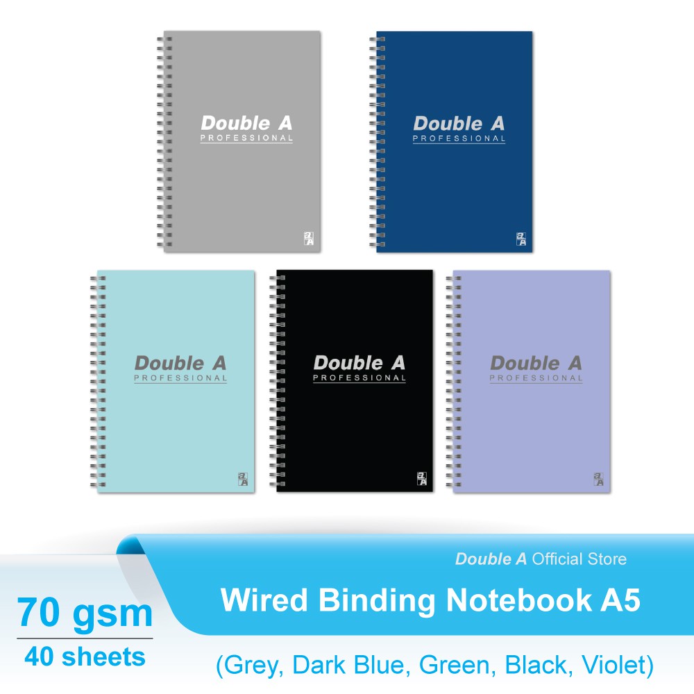Double A Wire Binding Notebook A5 (70gsm / 40 Sheets) | Shopee Malaysia