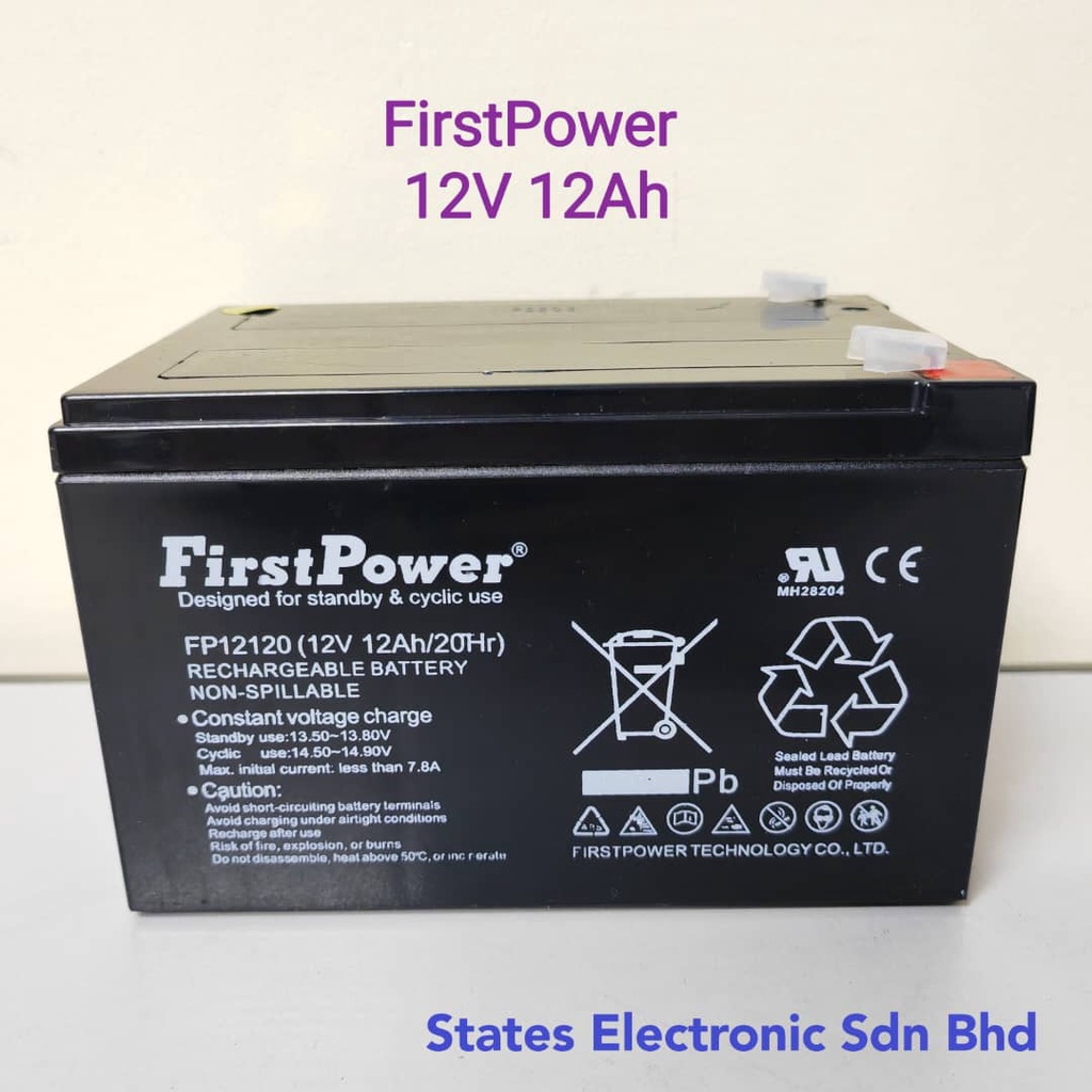 Genuine FirstPower 12V 12Ah Rechargeable Sealed Lead Acid Battery ...