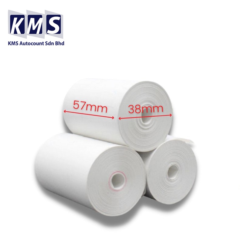 57x38mm Thermal Receipt Paper Roll Kertas Resit Mesin Printer SRS Topup ...