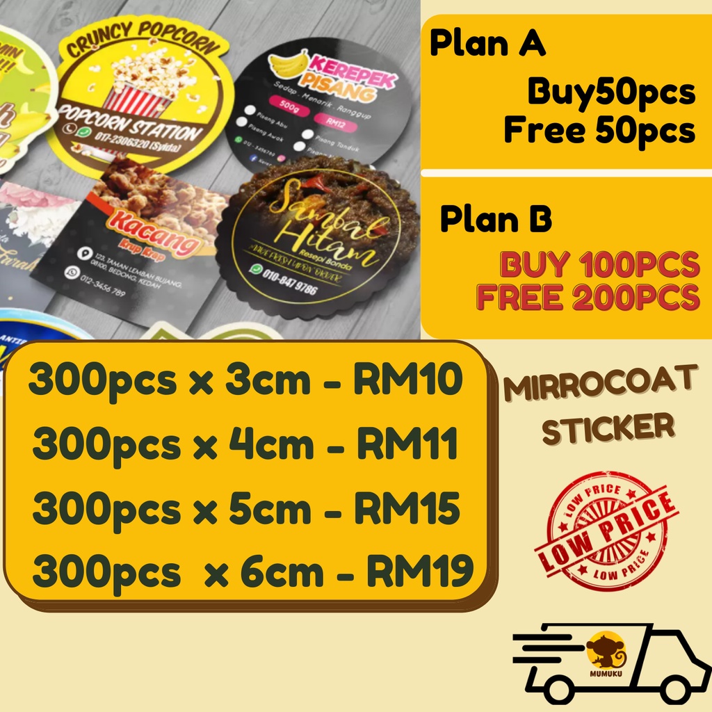 MOQ50PCS Buy 100 Free 200 label sticker label Printing PRODUK MURAH ...