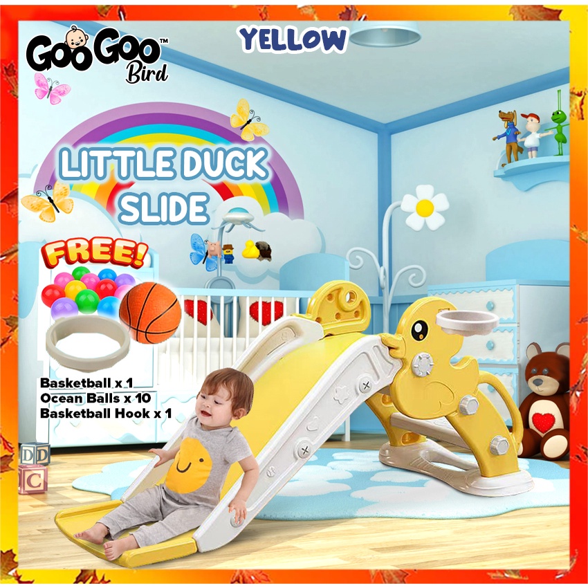 GooGoo Bird Little Duck 100cm Children Slide With Base Basketball Hoop ...