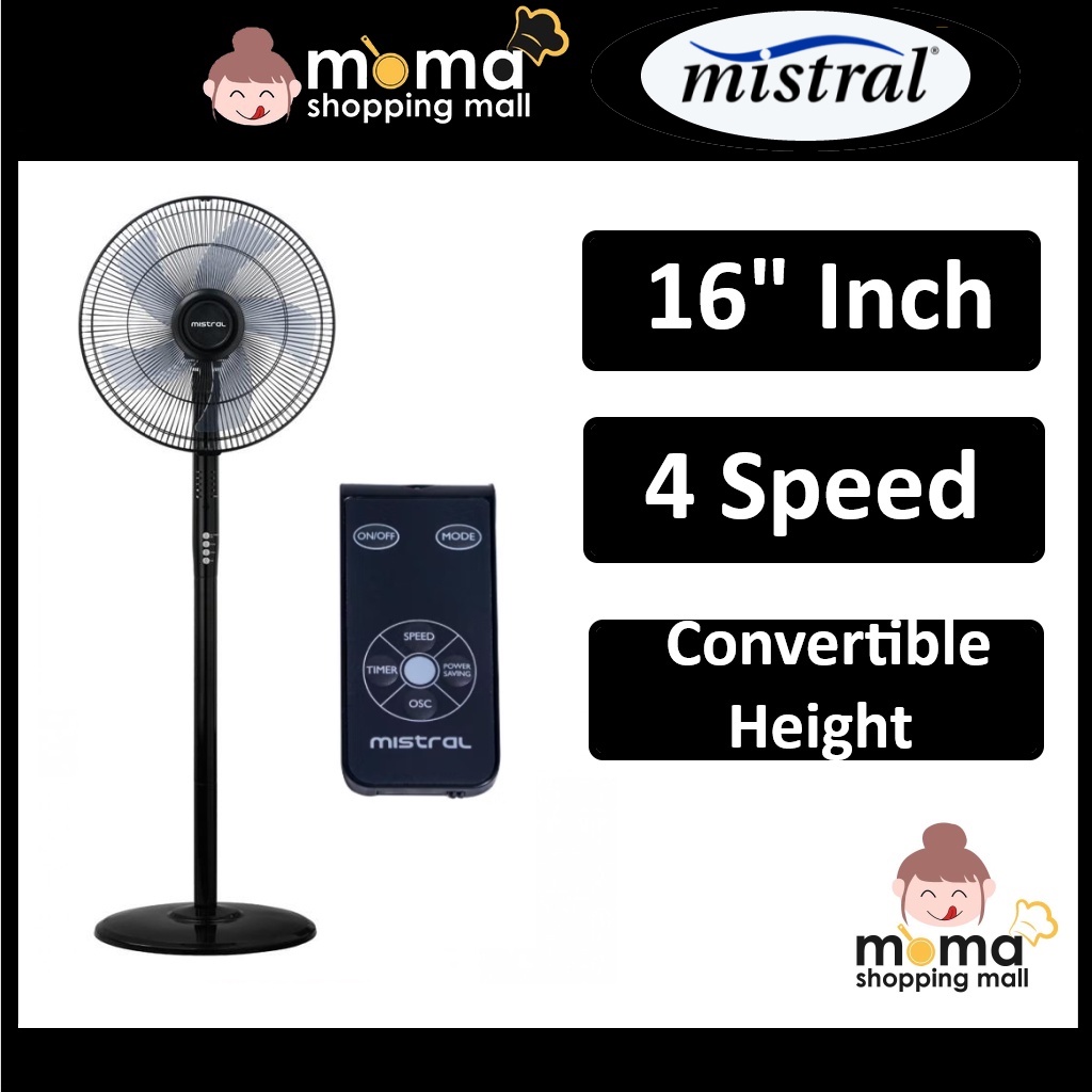 Mistral Remote Stand Fan MSF048R | 16" Inch Fan Blade + ABS 5 Fan Blade ...