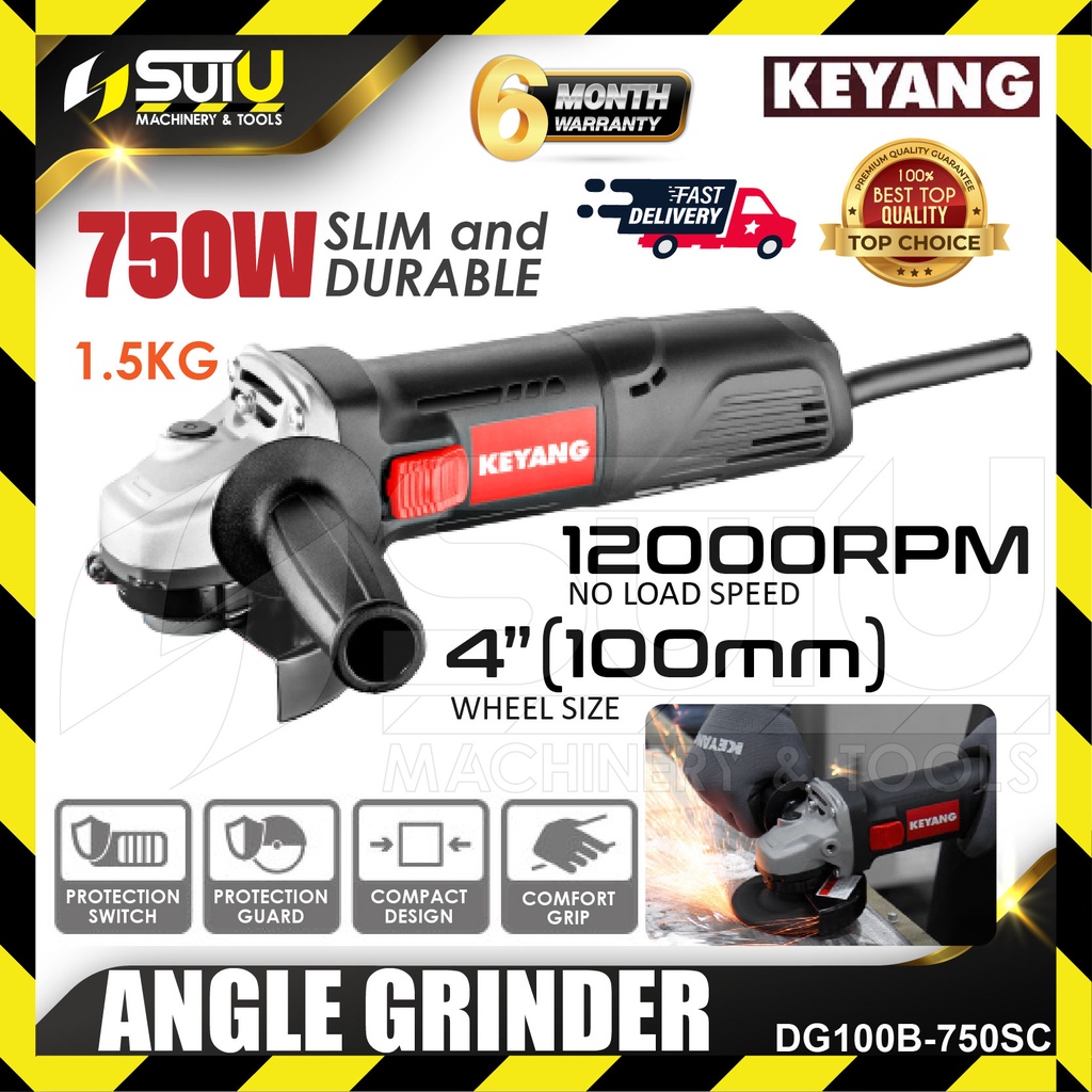 KEYANG DG100B-750SC 4" Angle Grinder 750W 12000RPM | Shopee Malaysia