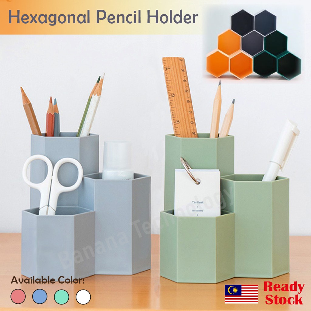 Hexagonal Pencil Holder Make Up Brush Stationery Holder Stationary ...