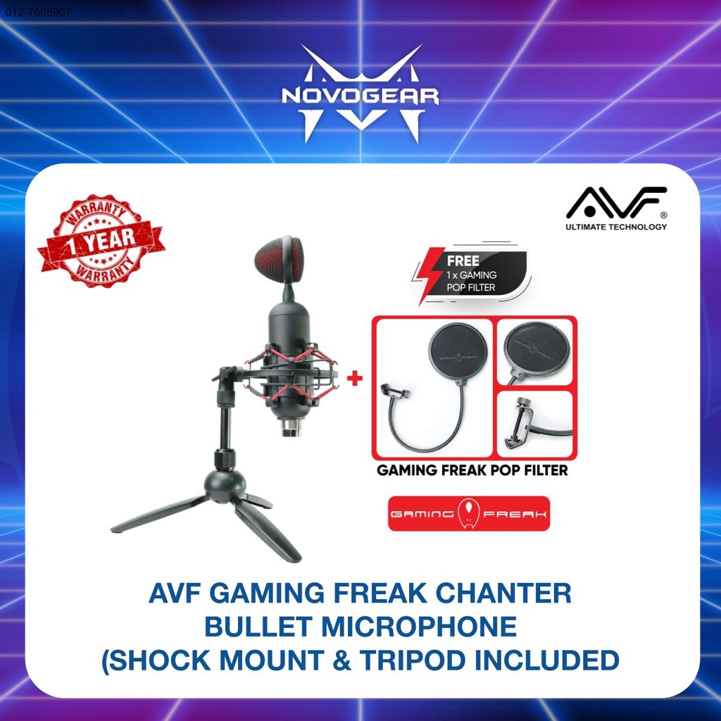AVF GAMING FREAK CHANTER BULLET MICROPHONE (SHOCK MOUNT & TRIPOD ...