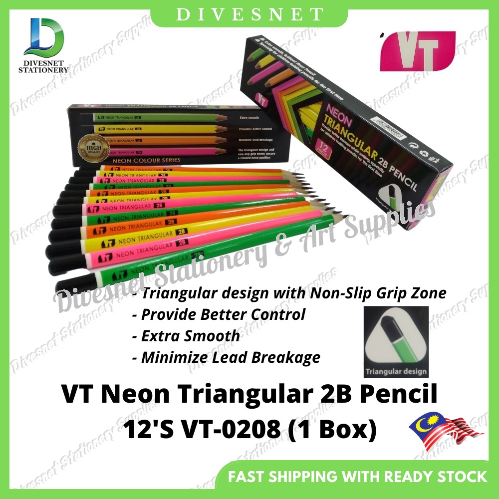 VT Neon Triangular 2B Pencil 12's Pensel 2B Pensil Tulisan 2B Murah VT ...