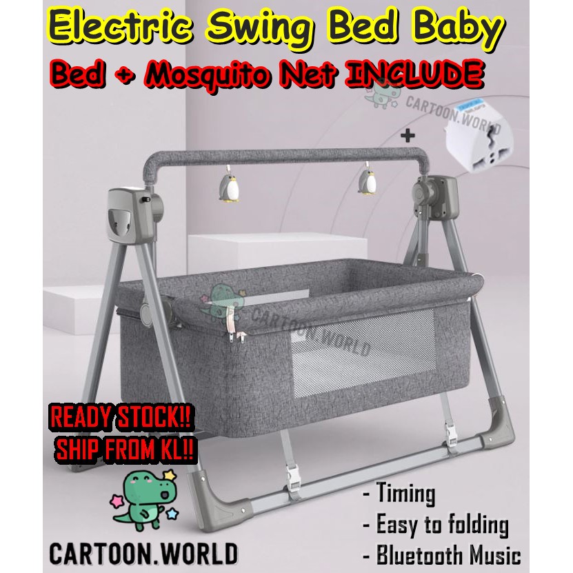 Newborn Multifunctional Electric Swing Bed Baby Cot Foldable ...