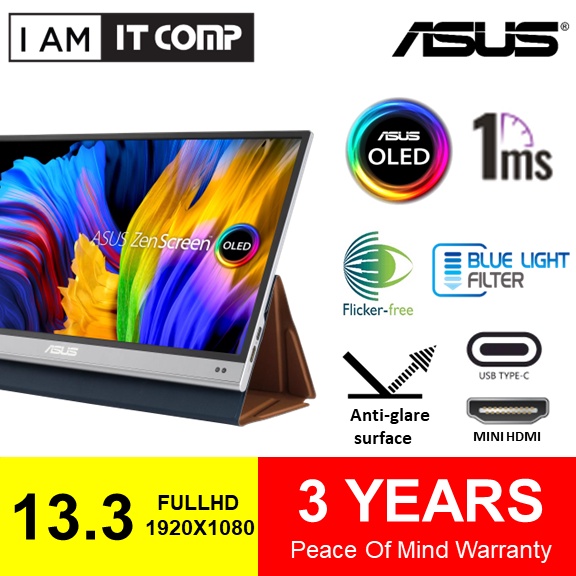 ASUS 13.3 Inch ZenScreen OLED MQ13AH Full HD , Blue Light Filter, Mini ...