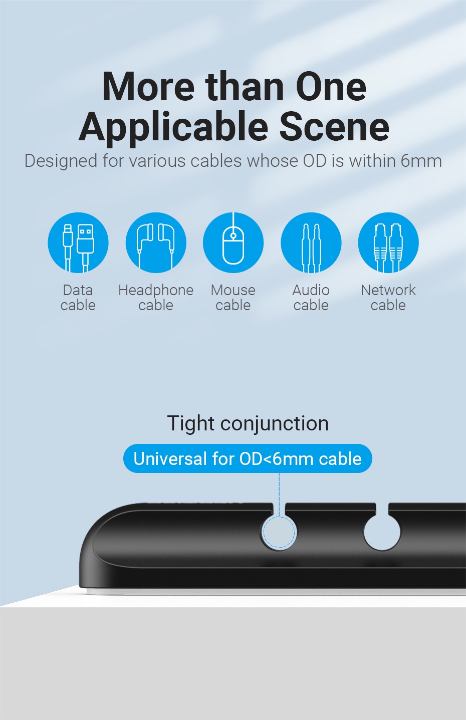 Vention Cable Organizer Silicone Cable Clips Cable Management Cable Winder Desktop Tidy Manager ...