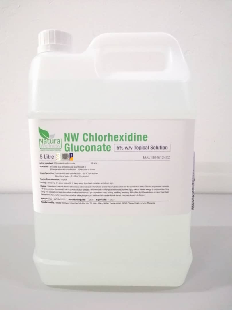 NATURA W CHLORHEXIDINE GLUCONATE 5%W/V TOPICAL SOLUTION 5L (Delivery ...