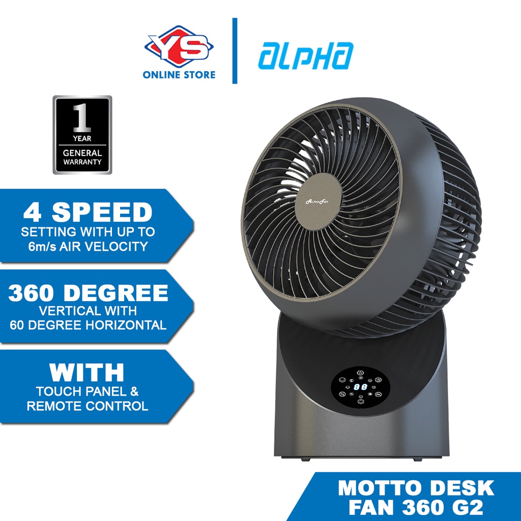 Alpha Motto AC Motor 360 Degree Oscillation Desk Fan DT360-G2 DT360G2 ...