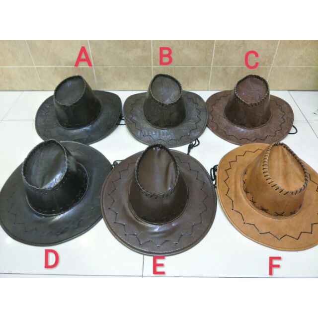 Topi Cowboy/Topi Kulit/Topi Mancing/Cowboy Cap/Cowboy Hat | Shopee Malaysia