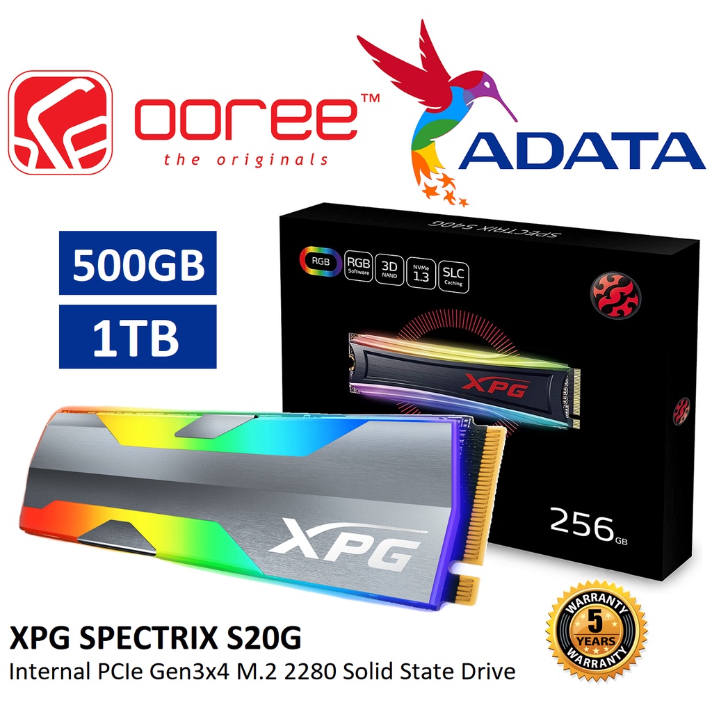 ADATA XPG SPECTRIX S20G / SPECTRIX S40G RGB PCIE GEN 3X4 M.2 2280 SSD ...