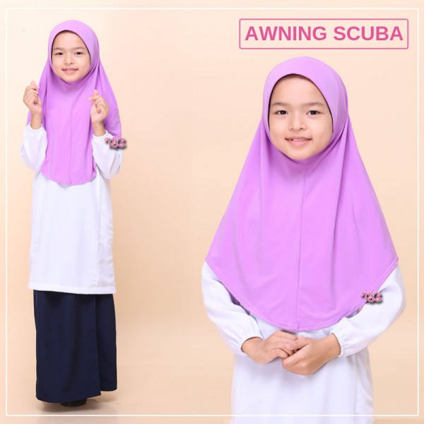 Tudung Sekolah Awning Scuba Ungu Muda Tudung Si Comel Tudung Budak Sekolah Rendah Size Ss L 