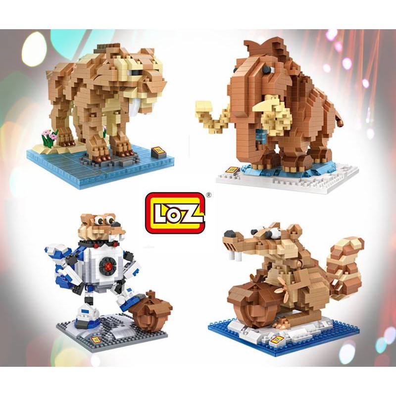 Set of 4 Cute Ice Age Series Loz Manny/Diego/Scratte Nano/Diamond Block ...