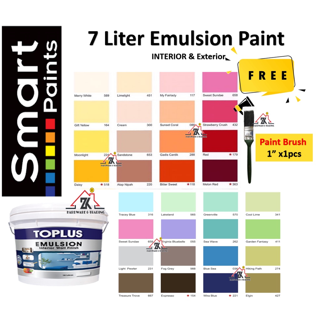 Toplus Interior Exterior Emulsion Wall Paint Cat Dinding Murah Cat ...