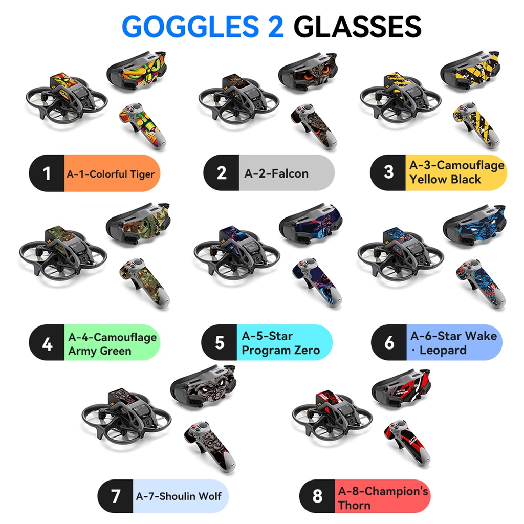 Sticker set for DJI Avata stickers GOGGLES 2 glasses PVC colorful ...