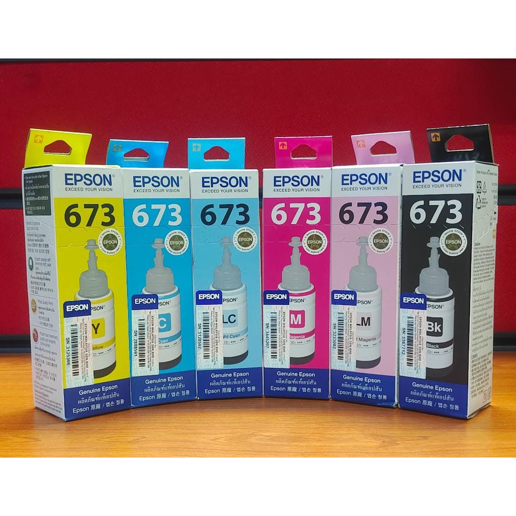 Epson 673 100% Original Refill Ink 70ml (BK/C/Y/M/LC/LM) | Shopee Malaysia