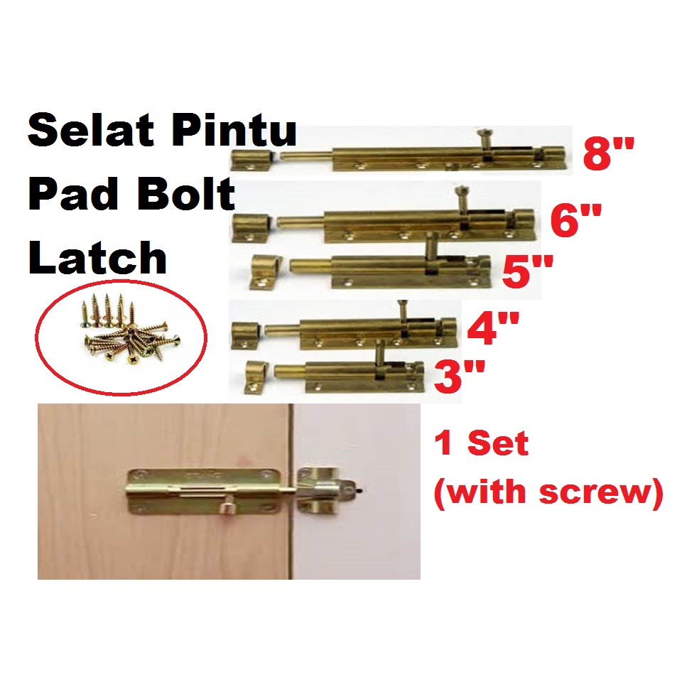 Pad Bolt Metal Door Bolt Latch Slug for Security Safety Hardware ...