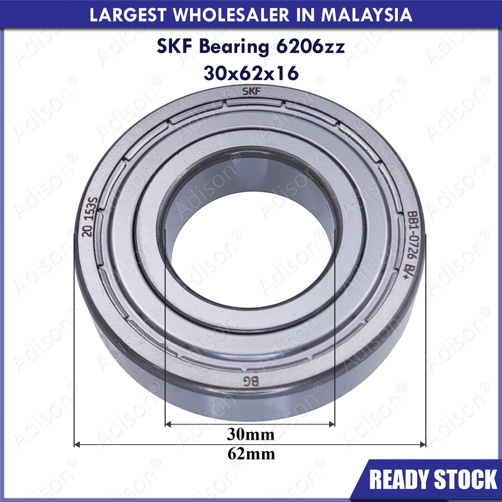 SKF Bearing 6206zz 30x62x16mm for Washing Machine Heavy Duty Type ...