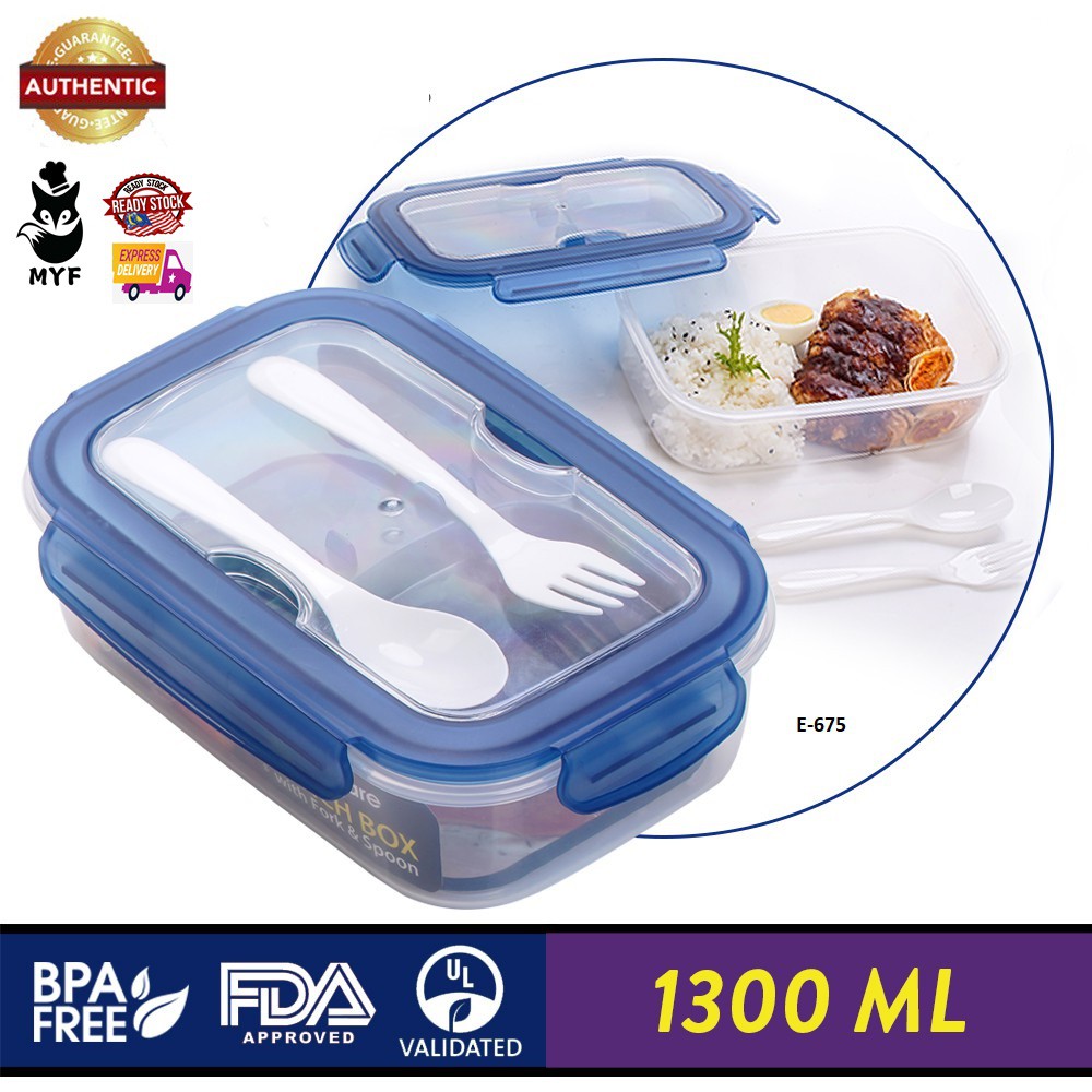 Elianware E-675 Spoon and Fork BPA FREE Plastic Food Container with ...