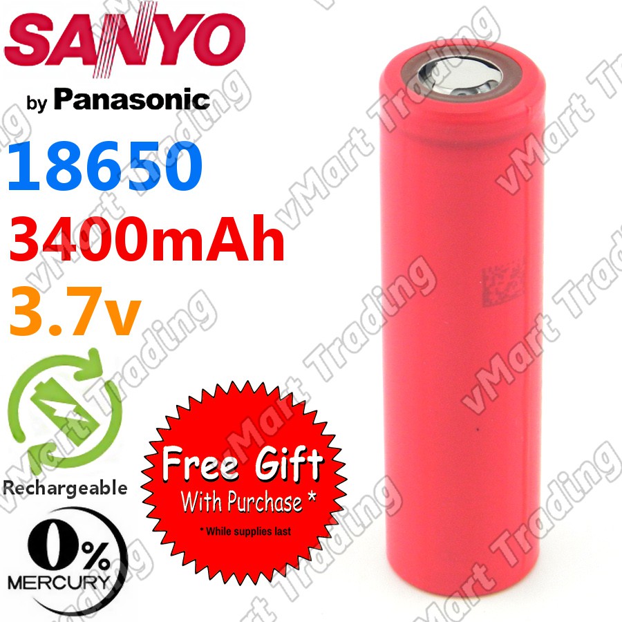 SANYO 18650 3400mAh Rechargeable Li-ion Battery + Neodymium Magnet ...