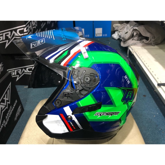 Helmet GRACSHAW G555 GEOMAX(QUICKSTEP Blue) | Shopee Malaysia
