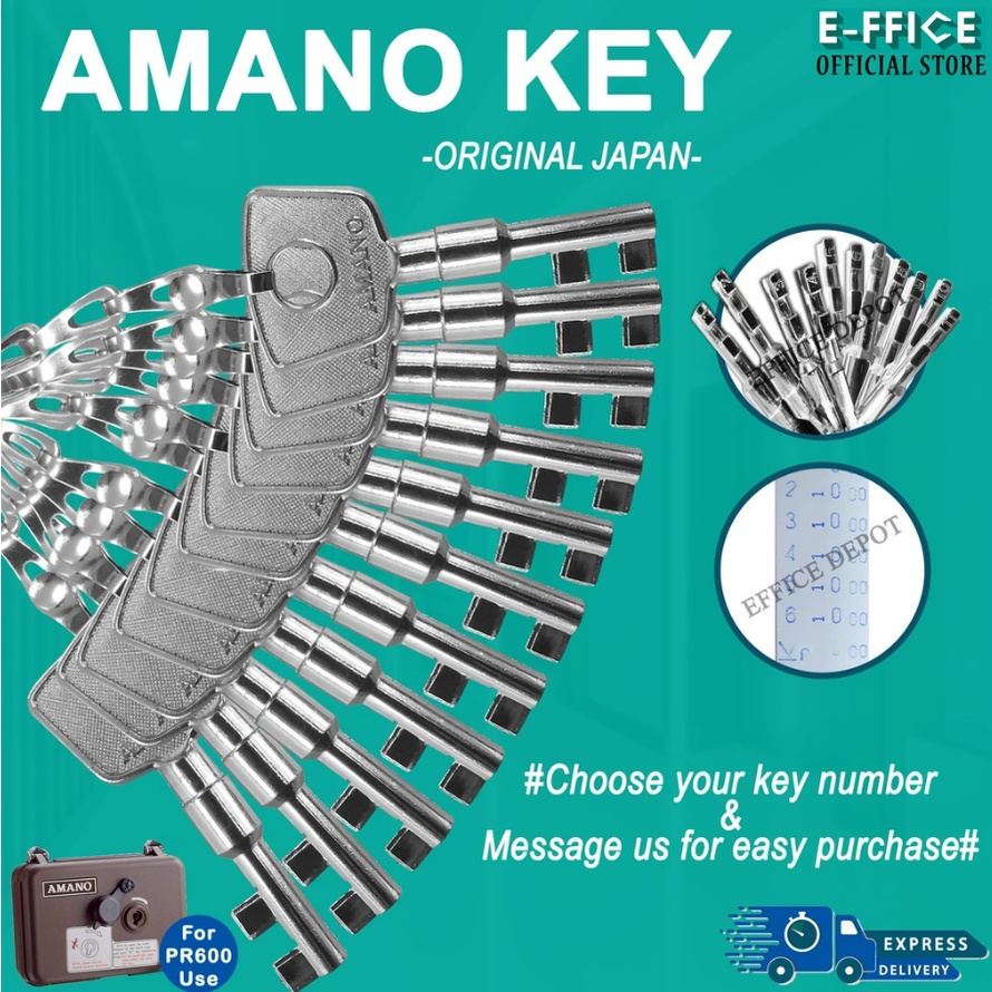 Effice Depot - Amano Key No.1,2,3,4 one set + Amano paper roll 1 box + Amano key box 4 sets ...