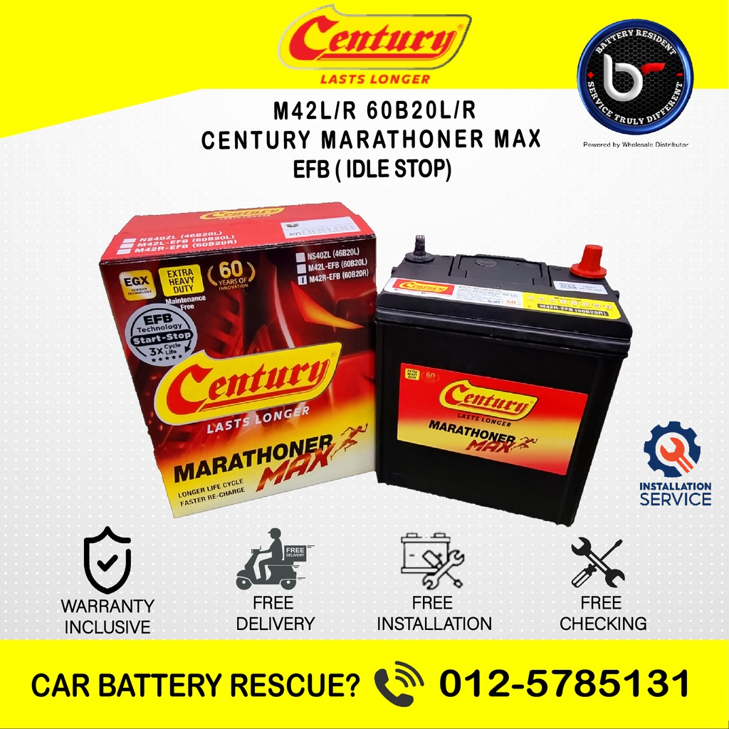 [ Installaton Provided ] M42 EFB | 60B20L/R | B20 L/R ] CENTURY MAX | Car Battery Bateri Kereta ...