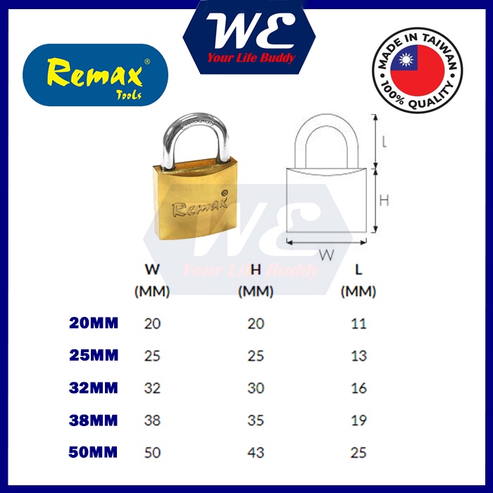 Remax Brass Padlock Heavy Duty Security Padlock / Mangga Kunci Gold ...