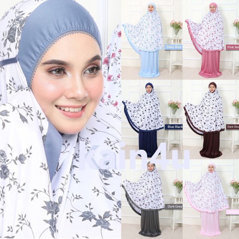 Telekung printed bunga piping (FREE SIZE DEWASA) | Shopee Malaysia