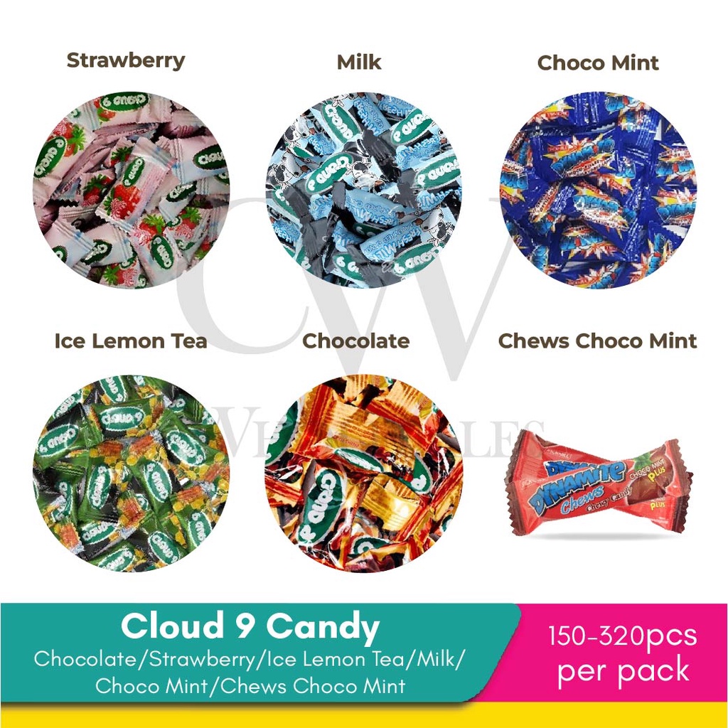 Cloud 9 Dynamite candy 320pcs Strawberry Chocolate Ice Lemon Tea Milk ...